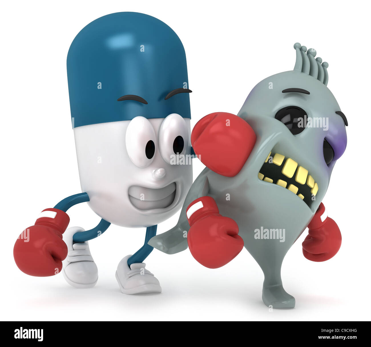3D Illustration of a Capsule Punching a Virus Stock Photo - Alamy