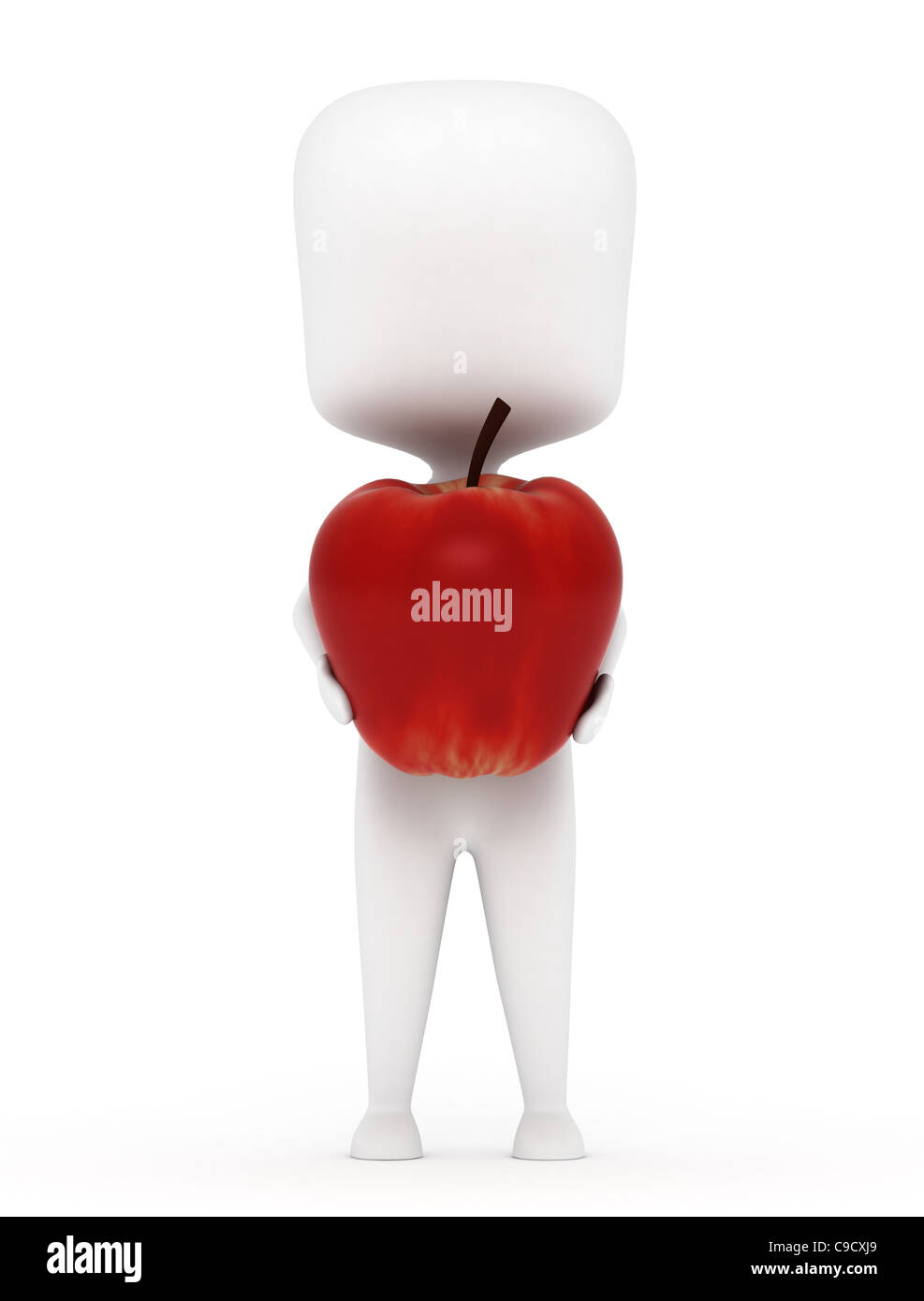 3D Illustration of a Man Holding an Apple Stock Photo - Alamy
