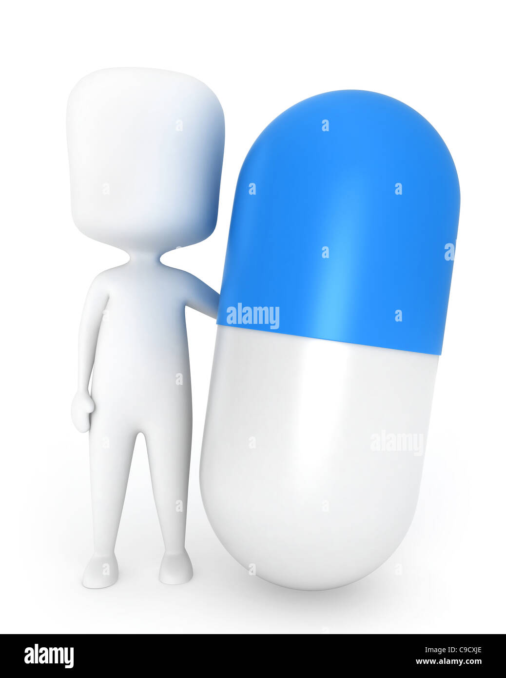 3D Illustration of a Man Standing Beside a Capsule Stock Photo - Alamy
