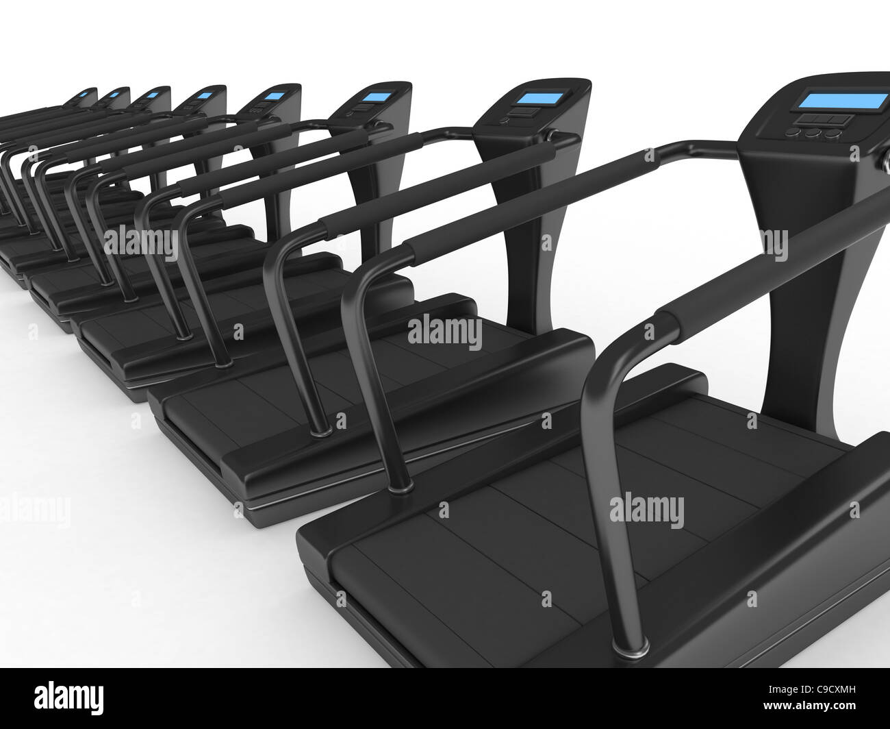3D Illustration of Empty Treadmills Stock Photo - Alamy