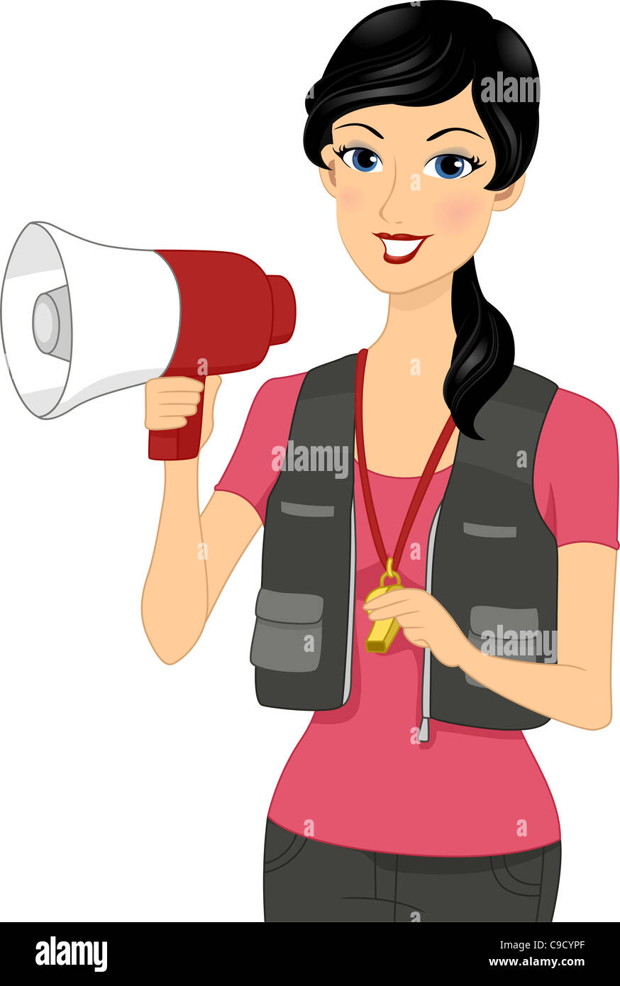 Illustration of a Coach Holding a Megaphone Stock Photo - Alamy