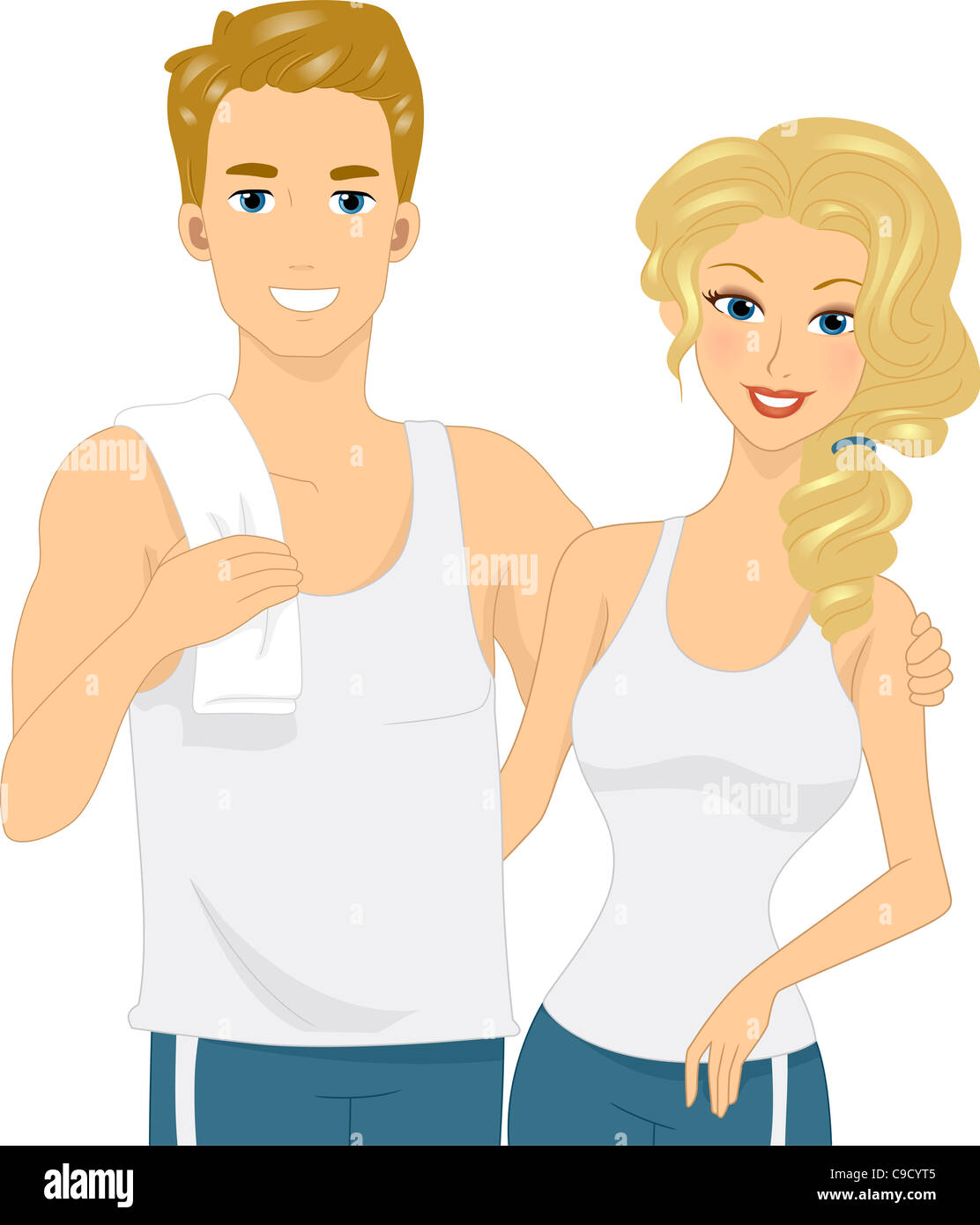 Illustration of a Physically Fit Couple Stock Photo - Alamy