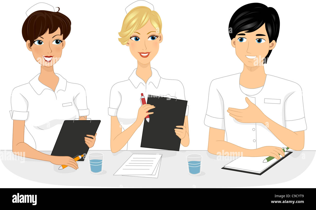 Illustration of Nurses Having a Meeting Stock Photo - Alamy