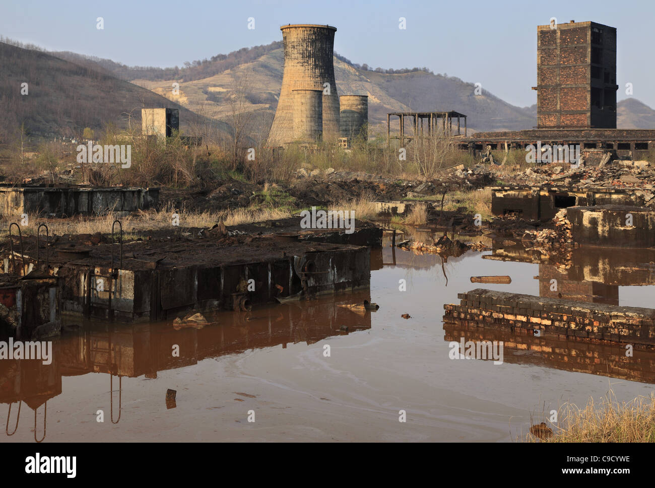 Ruins of a very heavily polluted industrial site at Copsa Mica,Romania ...