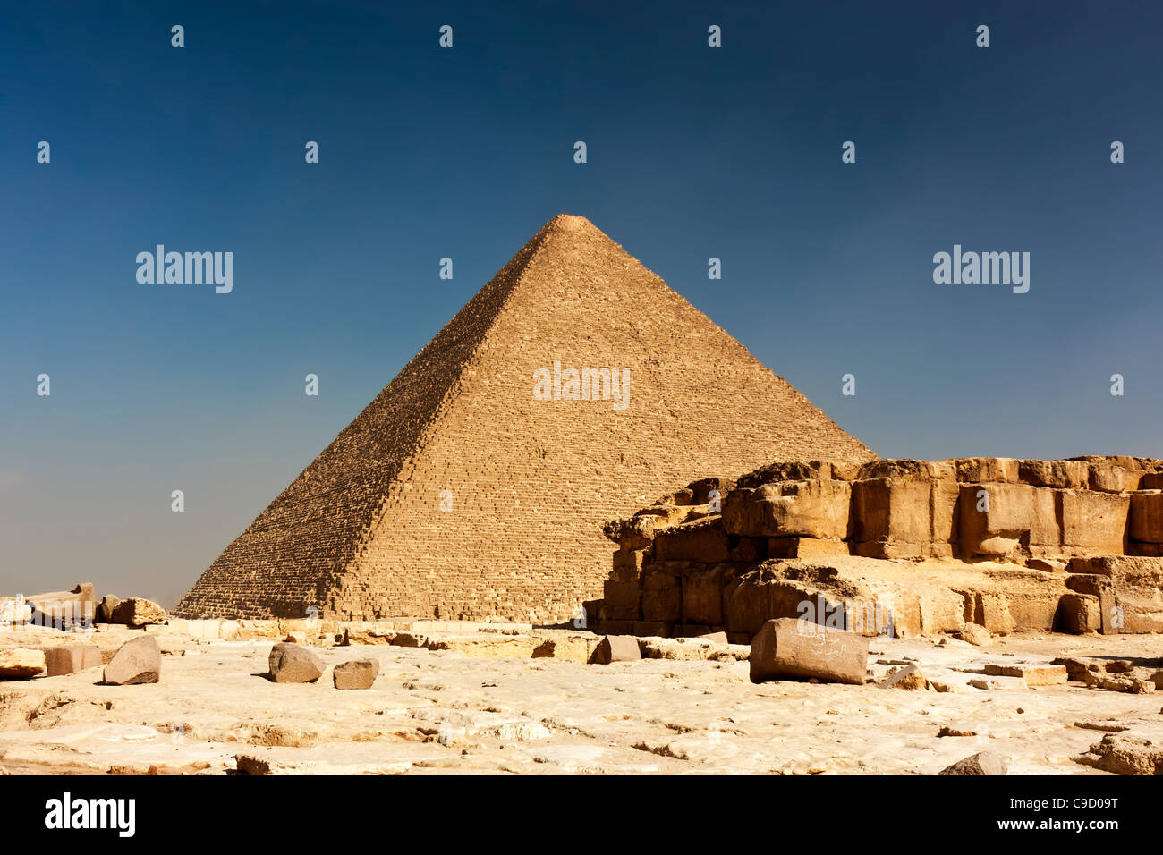 The Great Pyramid of Cheops viewed from the funerary complex at the ...