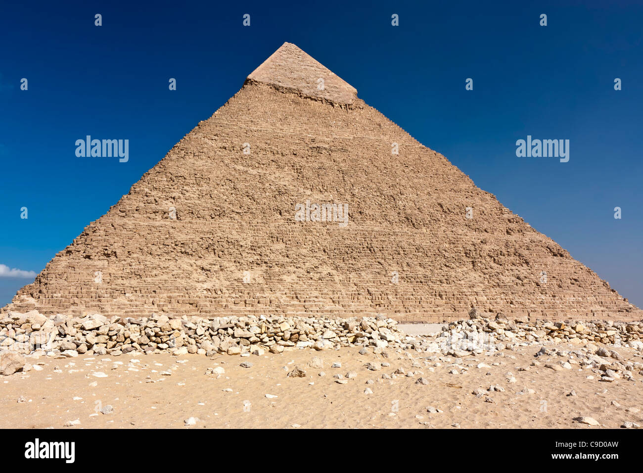 The pyramid of Khafre with its apex still showing the remains of the ...