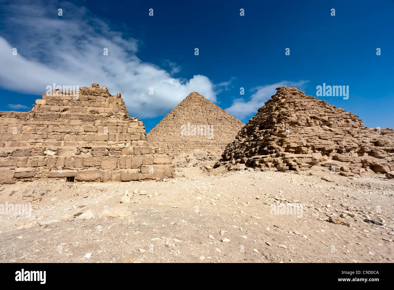 The remains of 2 Queens' pyramids and the larger Menkaure pyramid ...
