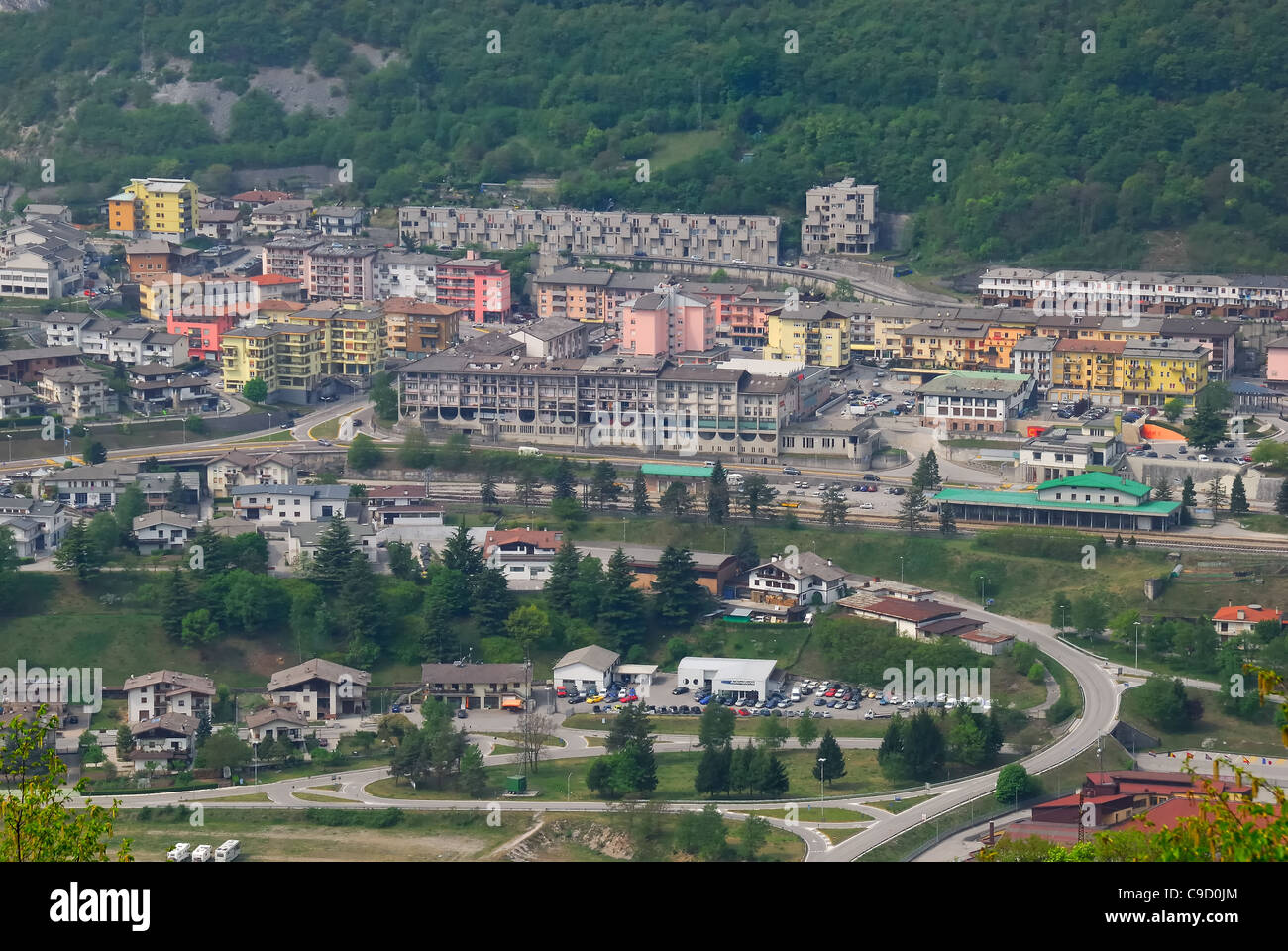 View of Longarone from the Vajont Dam. The night of October, 9, 1963 ...