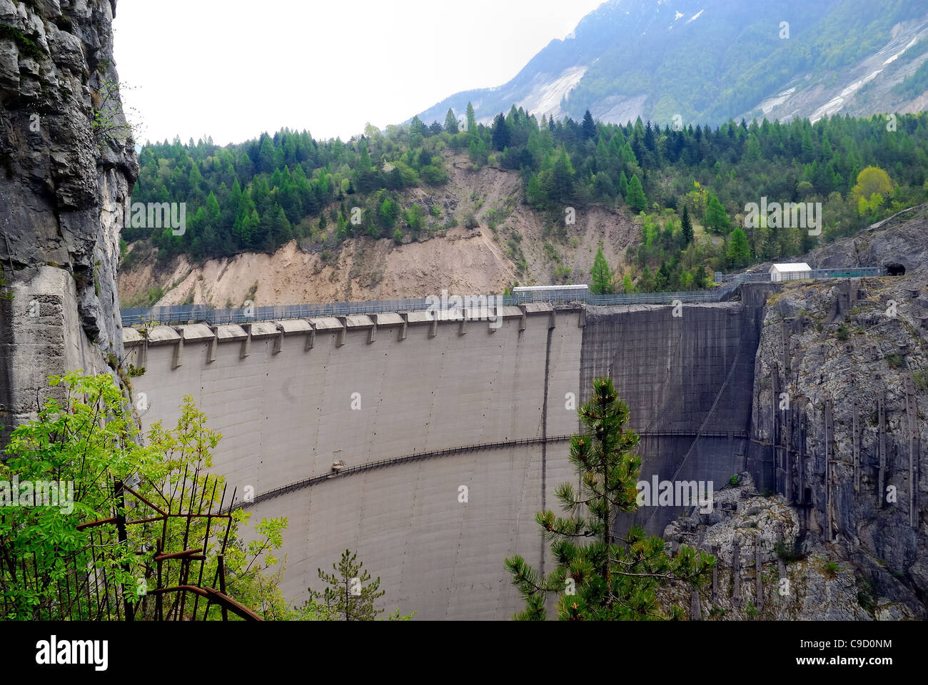 The Vajont Dam. The night of October, 9, 1963 a landslide caused a huge ...