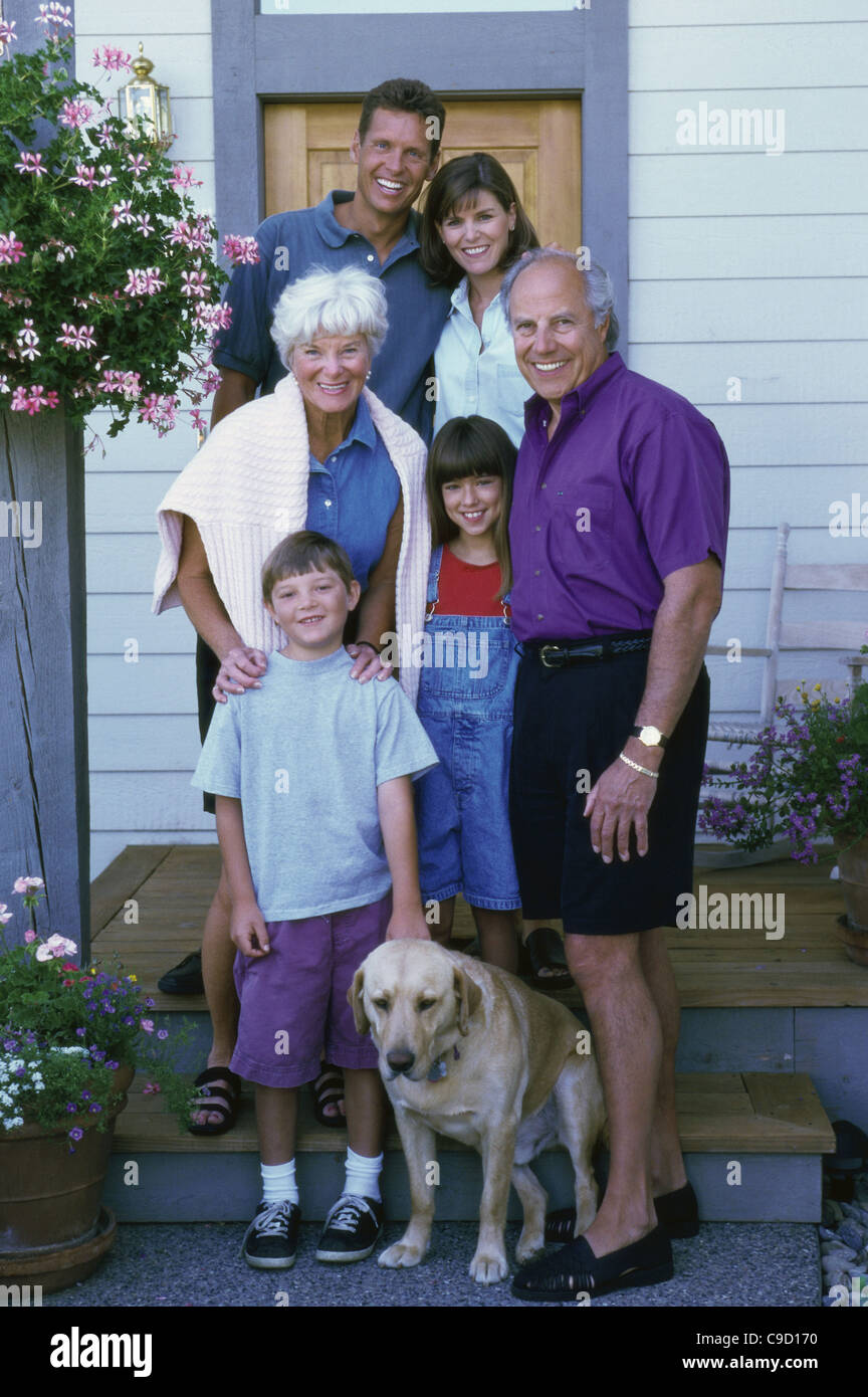 Portrait of a three generation family Stock Photo - Alamy