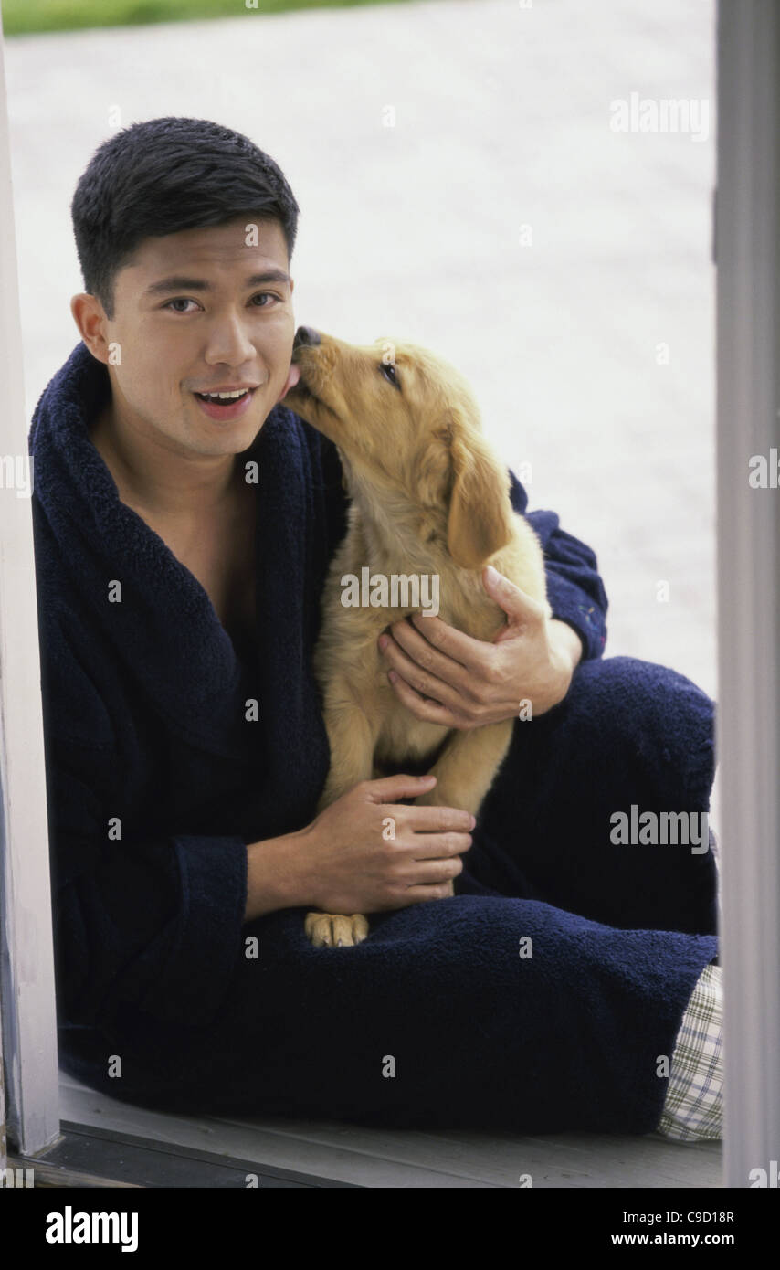 Black man with a dog portrait hi-res stock photography and images - Alamy