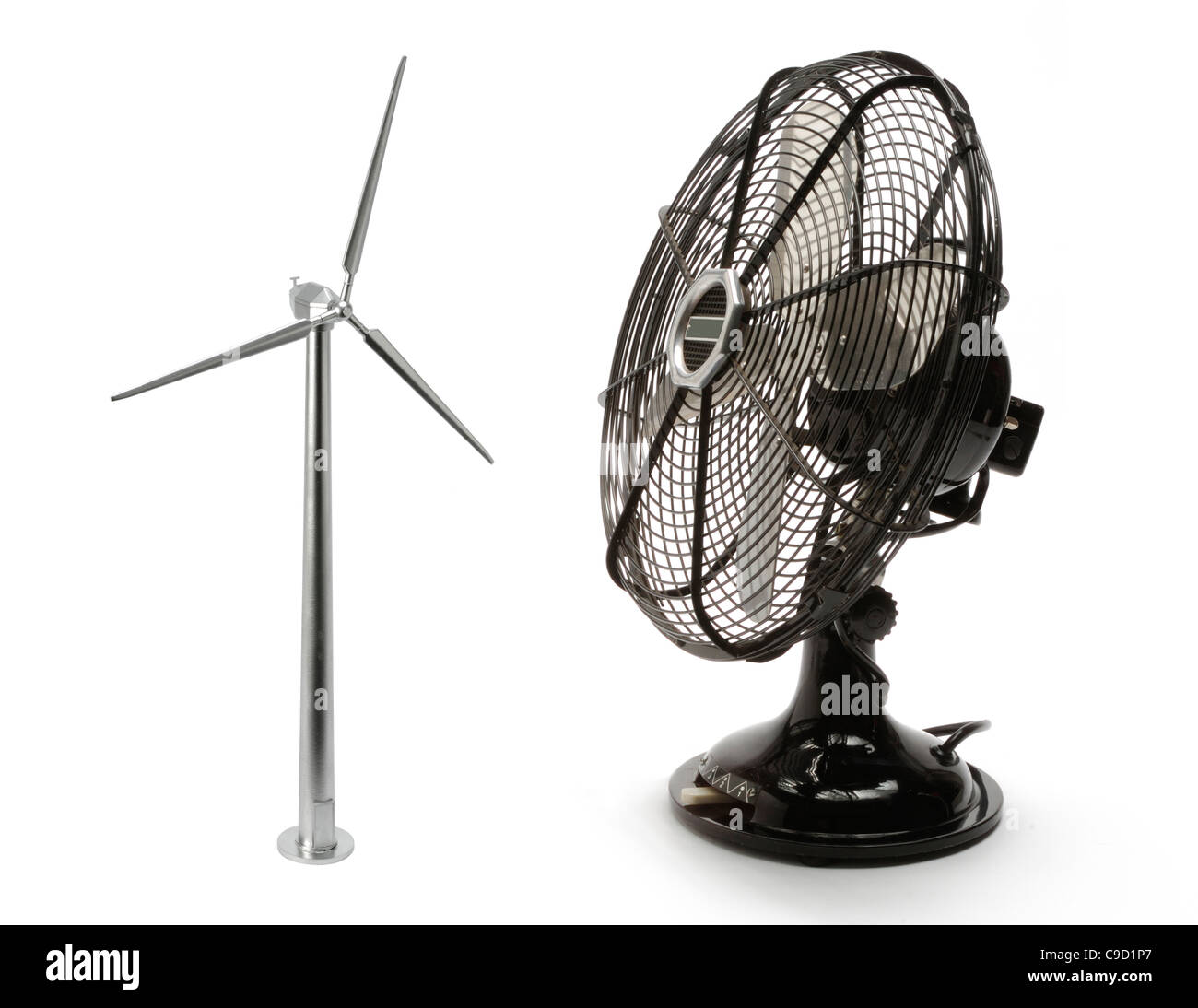 Electric fan with a miniature wind turbine Stock Photo - Alamy