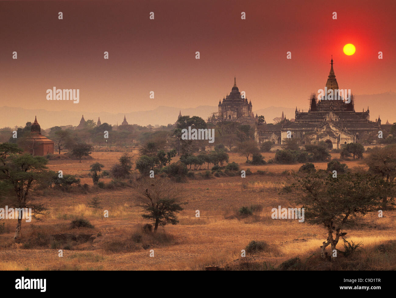 Bagan temples river sunset hi-res stock photography and images - Alamy