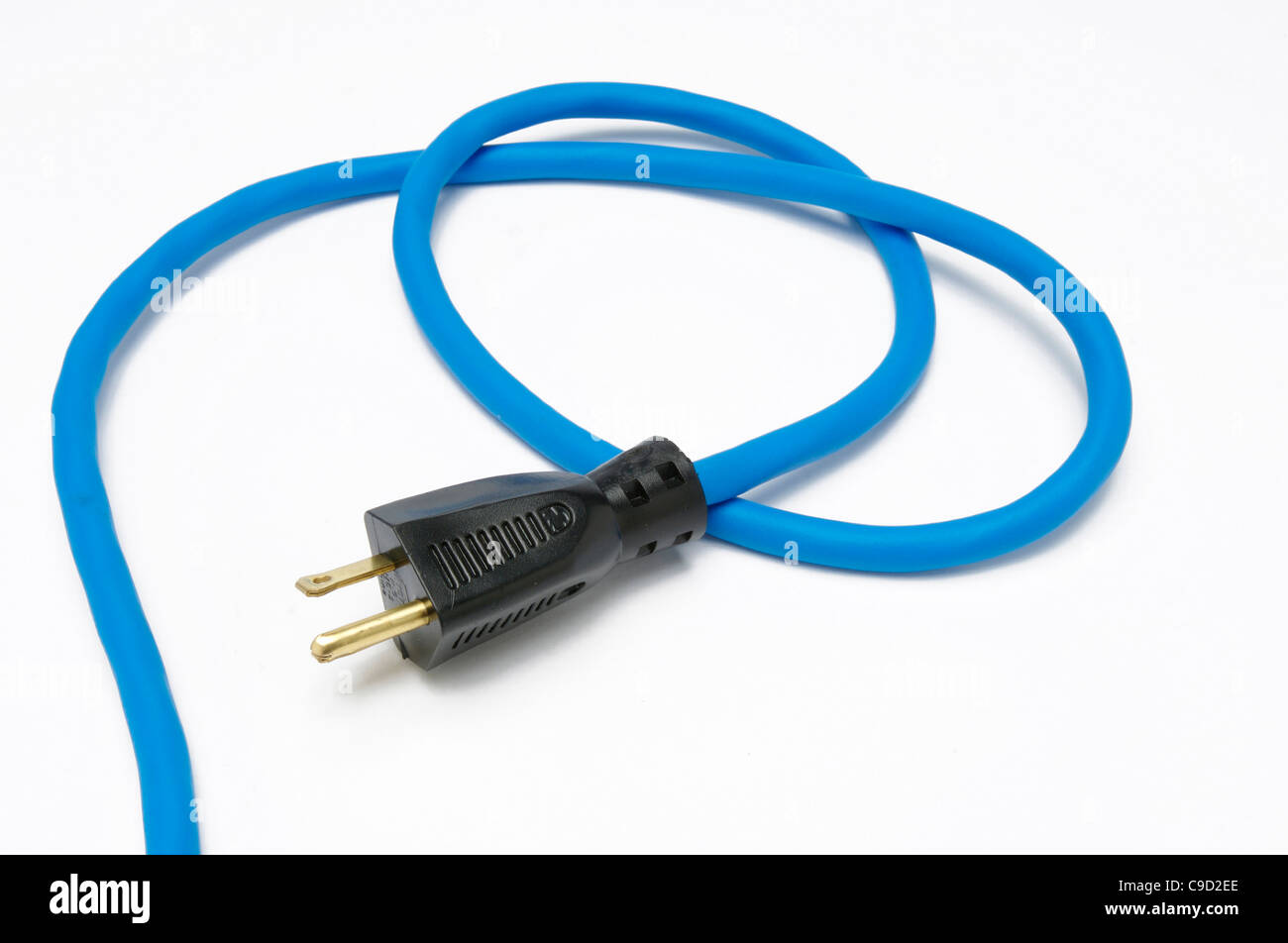Blue electrical power cord and plug Stock Photo - Alamy