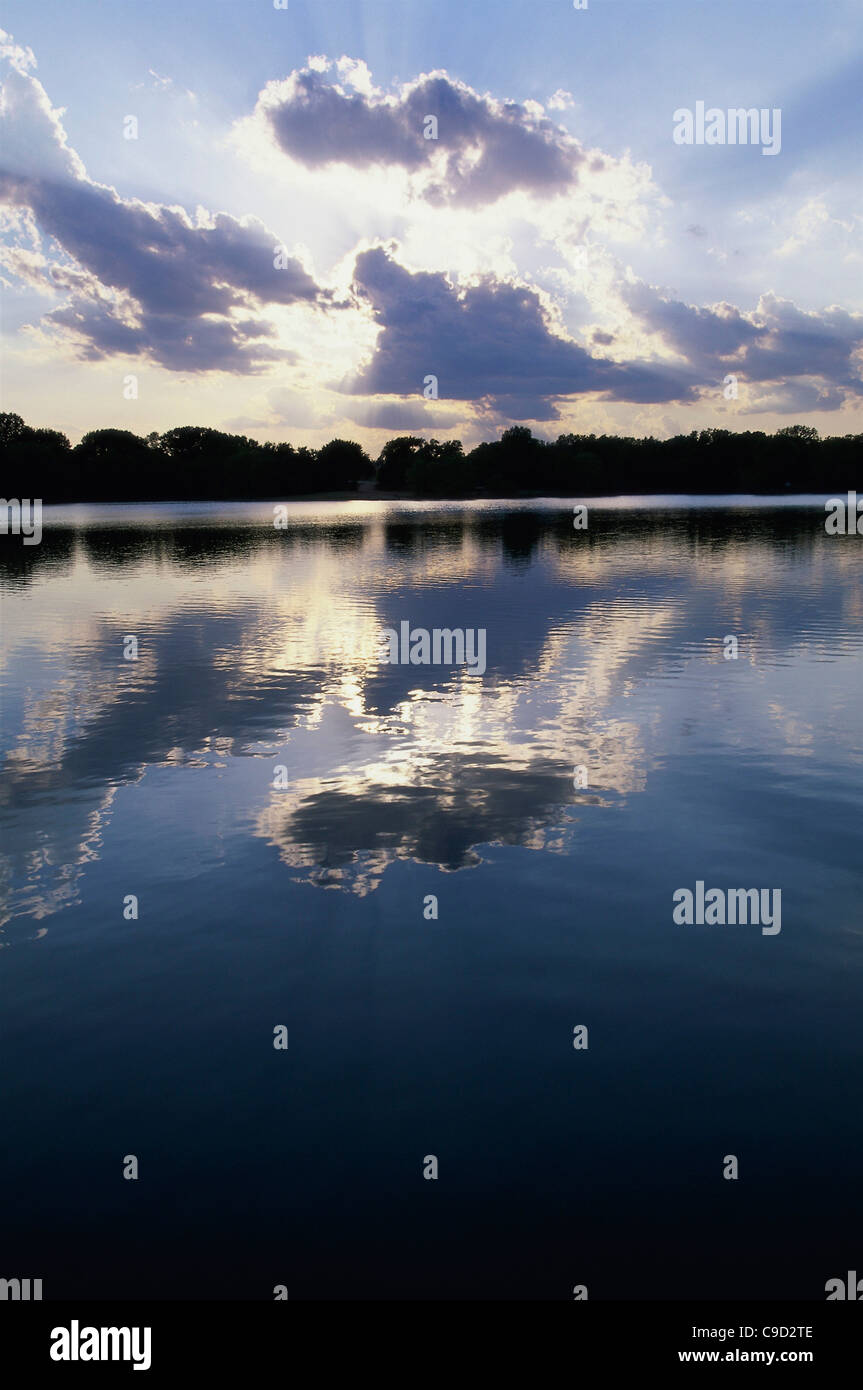 Reflections of clouds on a lake, Kansas, USA Stock Photo - Alamy