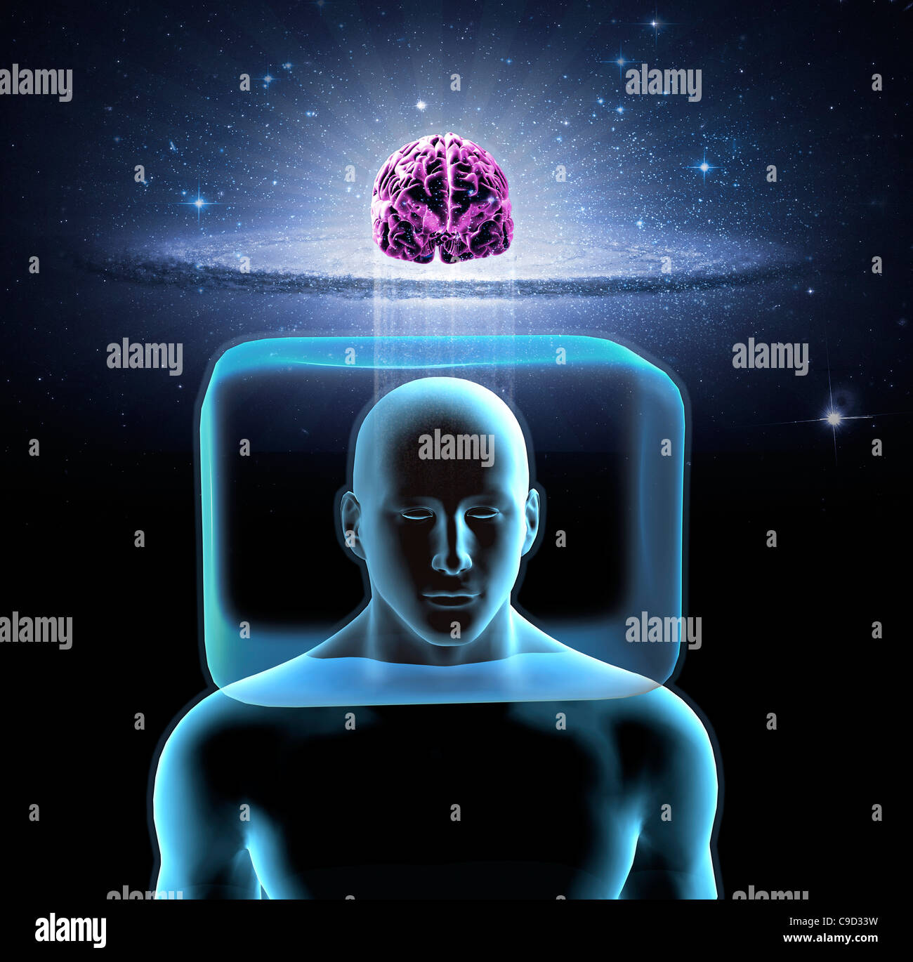 Thinking outside the box in human brain hi-res stock photography and ...