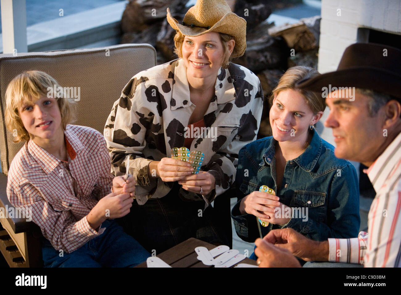 Country family playing cards Stock Photo - Alamy