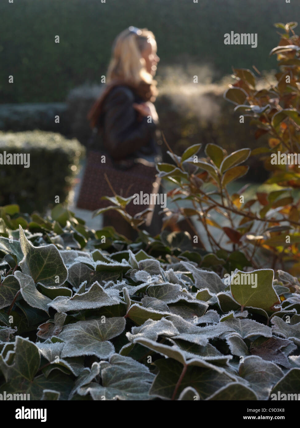 Italy, Piedmont, Turin, Woman walking across garden Stock Photo - Alamy