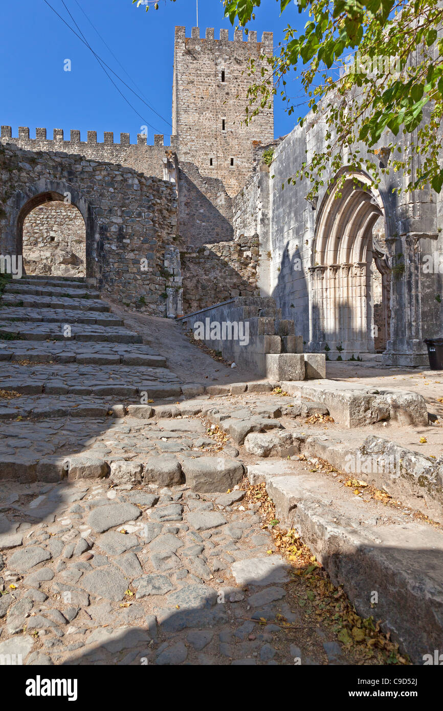Nossa Senhora da Pena Church (aka Santa Maria da Pena) ruins and Leiria ...