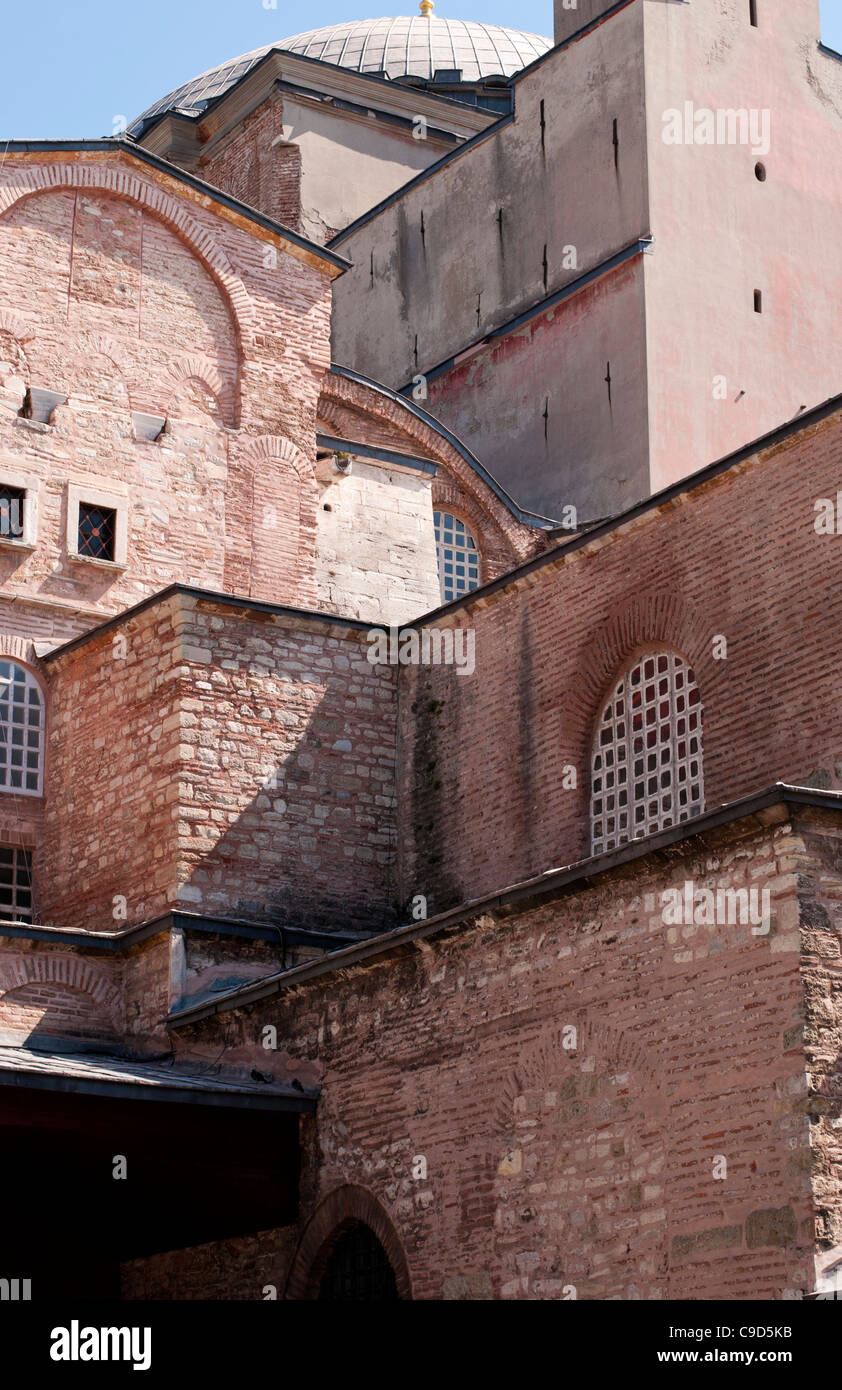 Brickwork walls of Aya Sofya, Sultanahmet, Istanbul, Turkey Stock Photo ...