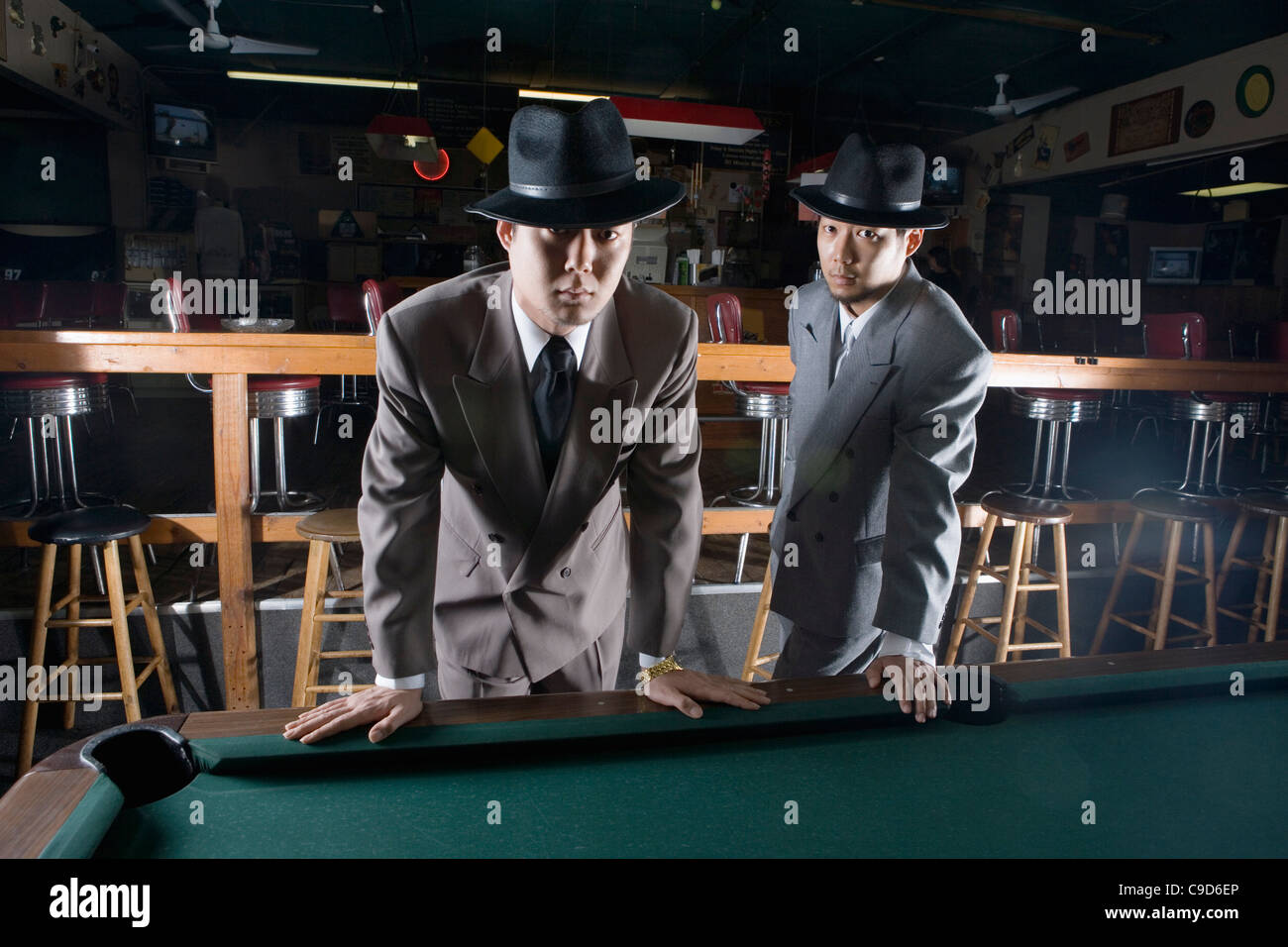 Gangsters in a pool hall Stock Photo - Alamy