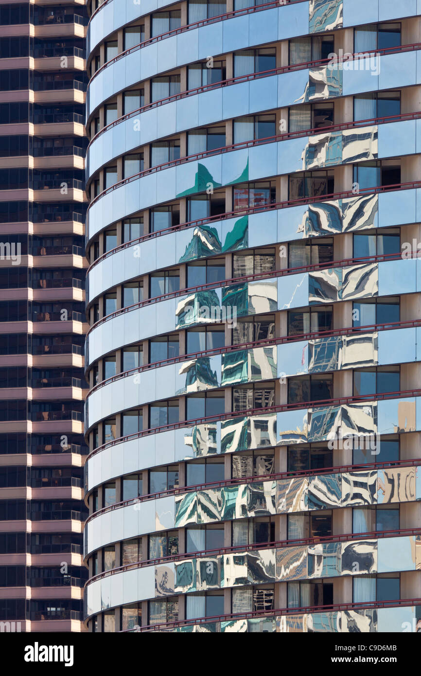 Low angle view of a hotel, Marriott Hotel, San Diego, California, USA ...
