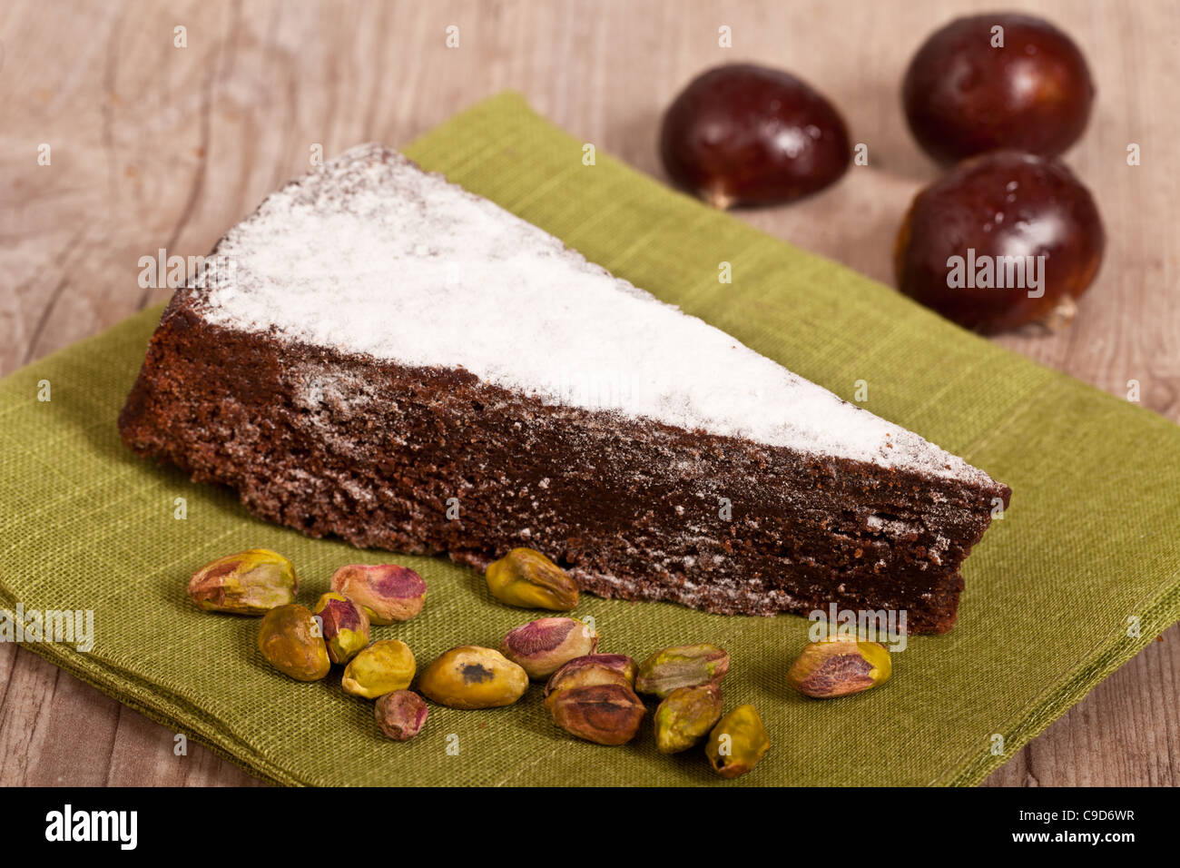 Delicious slice of chestnut cake for autumn season Stock Photo - Alamy