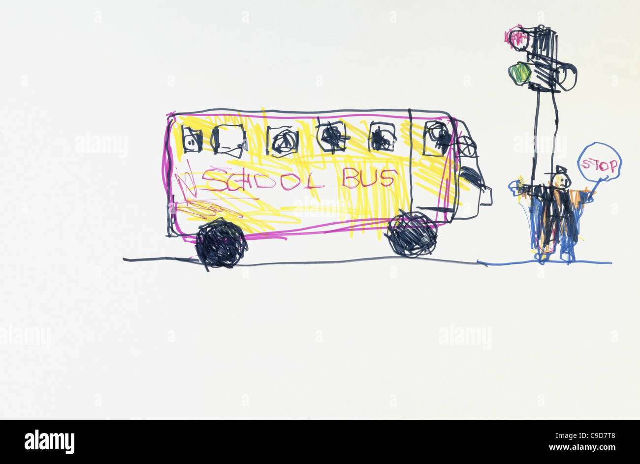 School Bus Art For Children Stock Photo - Alamy