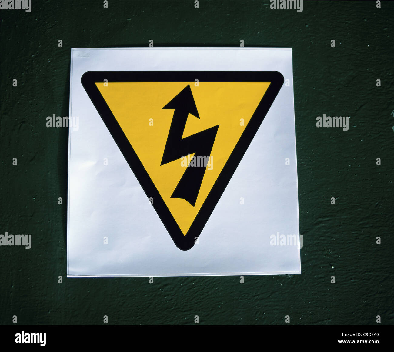 Close-up of an electric shock warning sign Stock Photo - Alamy