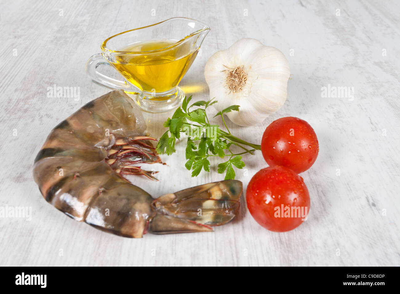 Fresh raw big prawn tail on woden background Stock Photo - Alamy