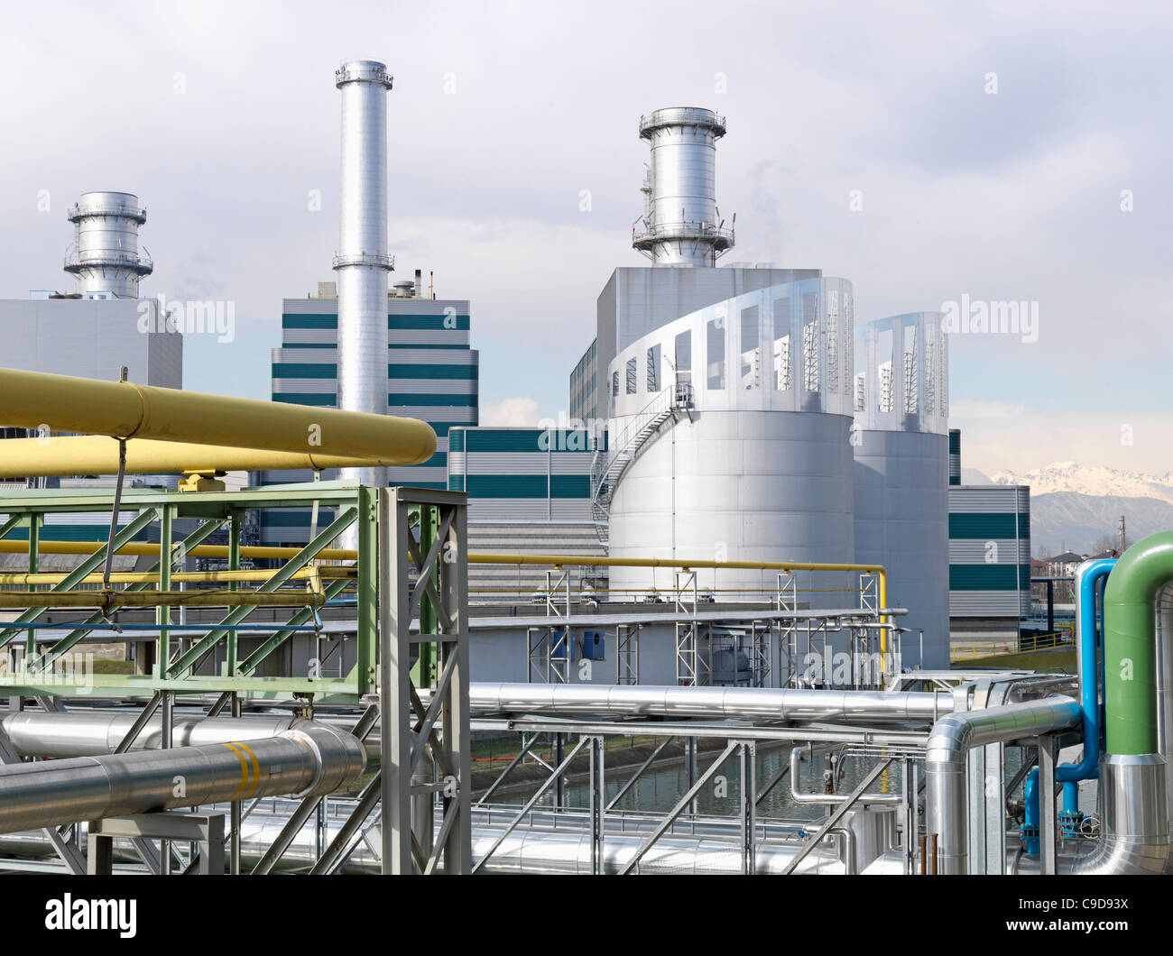 Italy, Piedmont, natural gas powered electrical generating station ...