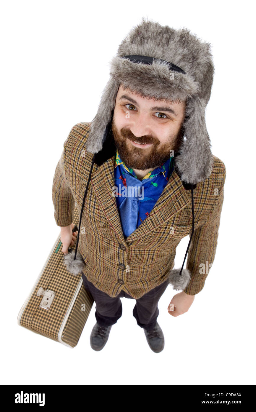 young silly man traveller, full body, isolated Stock Photo - Alamy