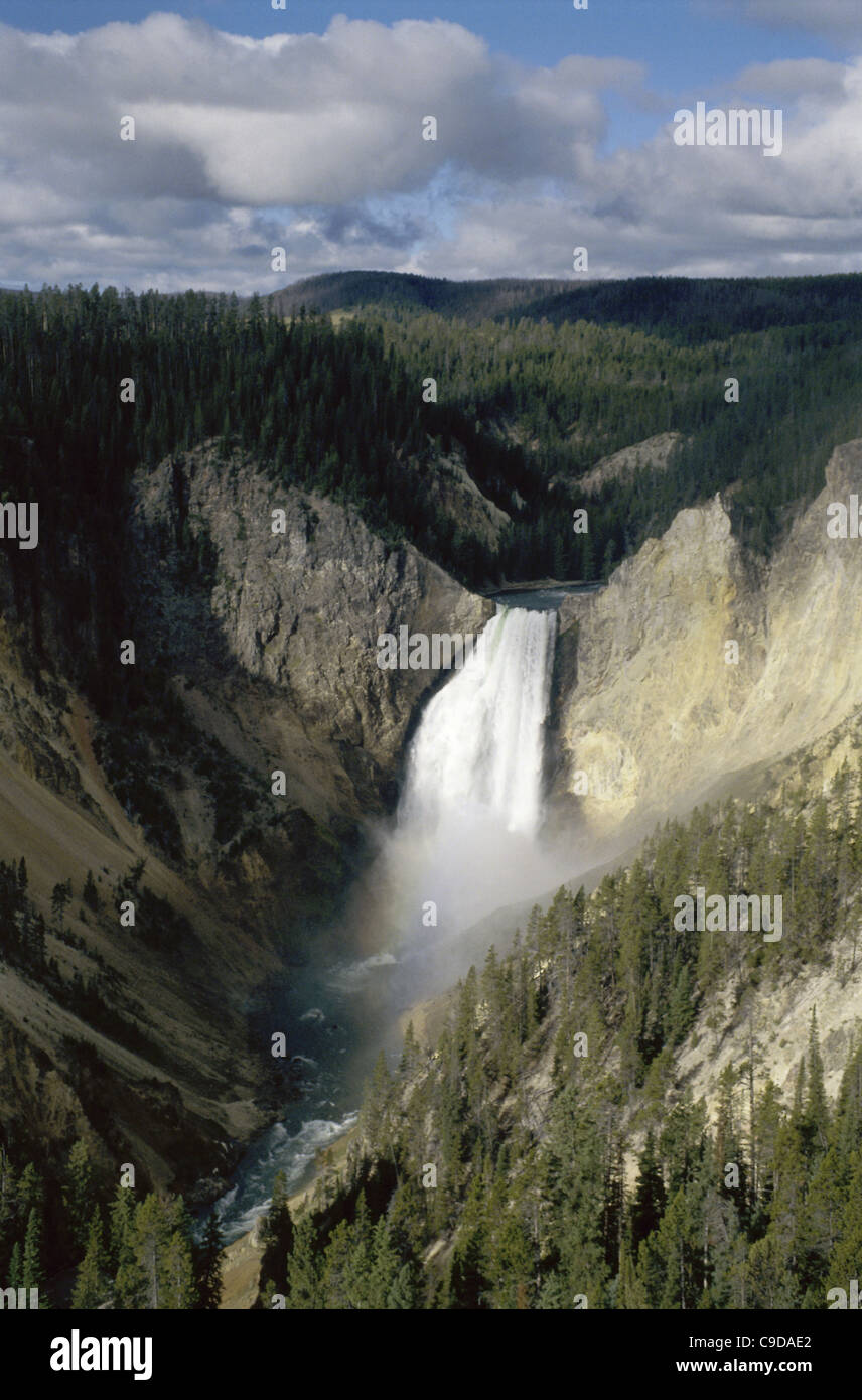 Panoramic view of Lower Falls, Yellowstone National Park, Wyoming, USA Stock Photo - Alamy