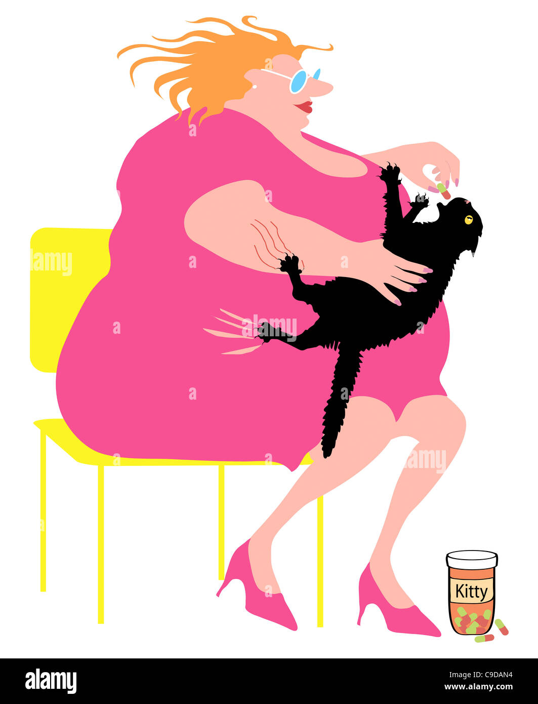 Kitty Pills Linda Braucht (b.20th C. American) Computer graphics Stock ...