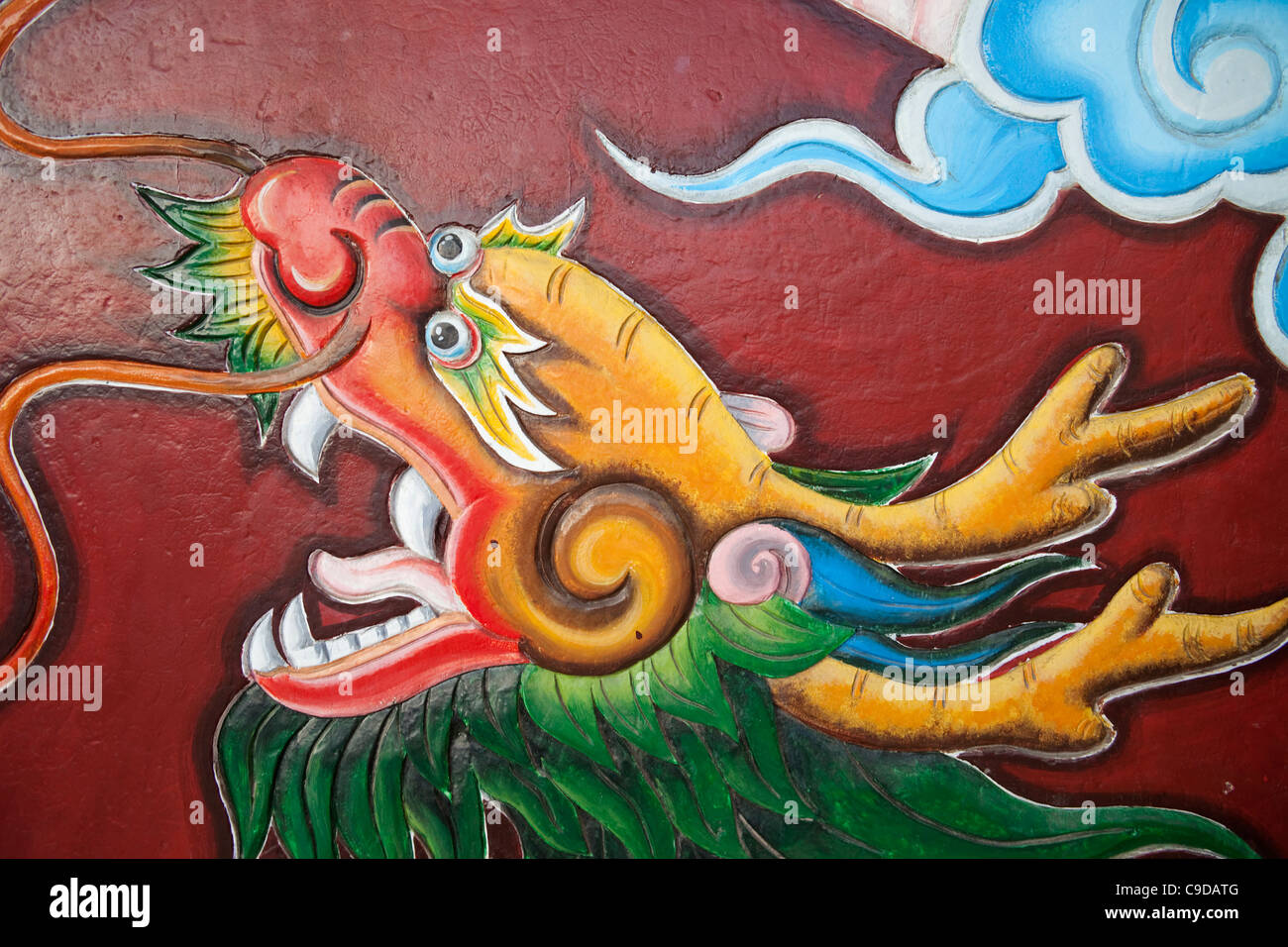 Vietnam, Hoi An, Chinese Temple Door, Dragon Motif Stock Photo - Alamy
