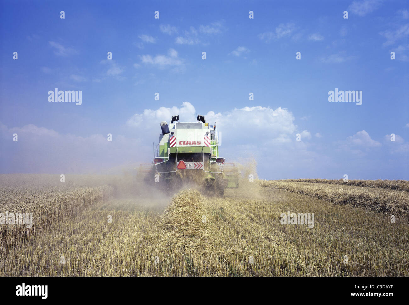 Tractor harvesting a wheat field Stock Photo - Alamy