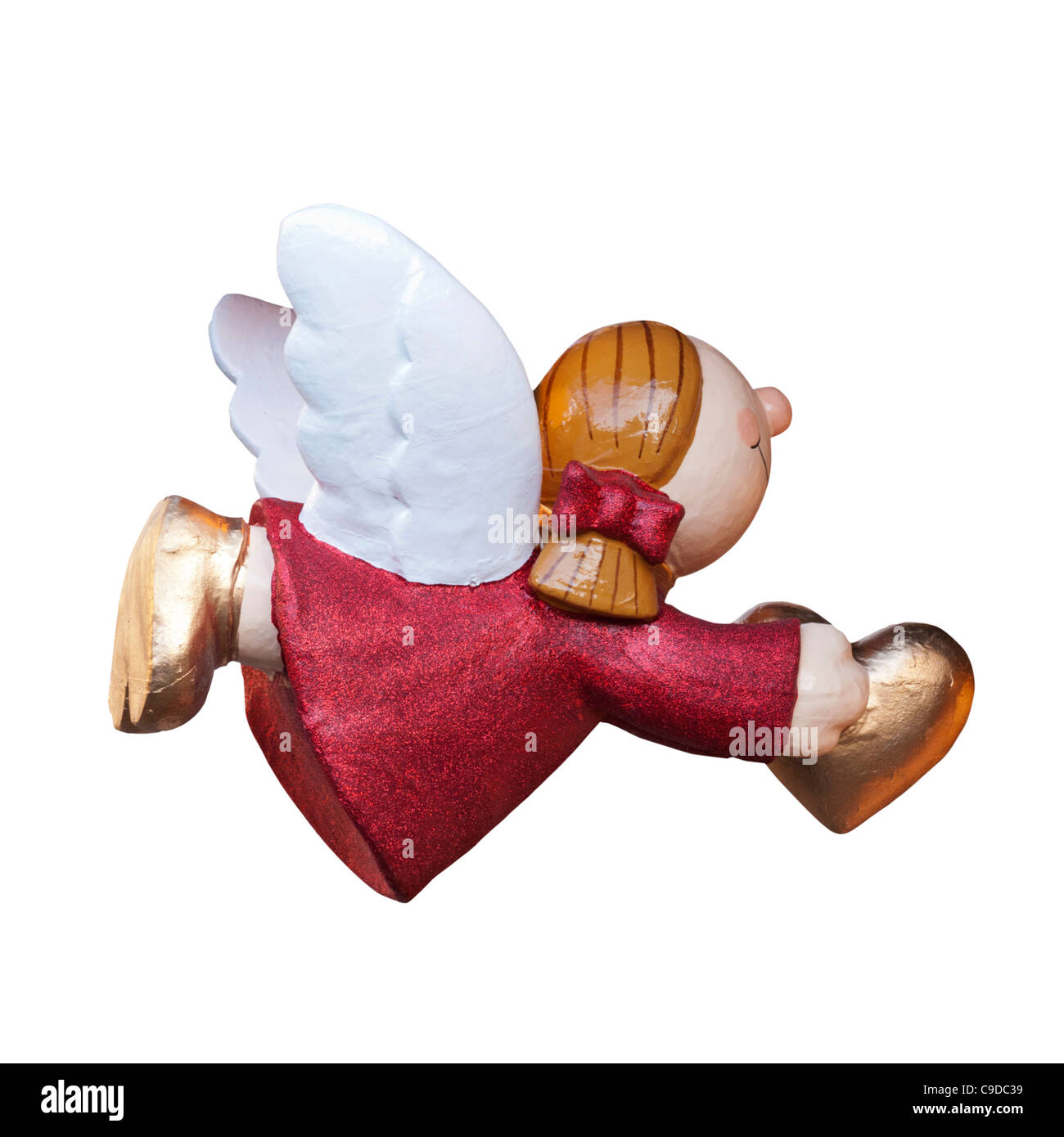 Flying angel holding heart, isolated on white background Stock Photo ...