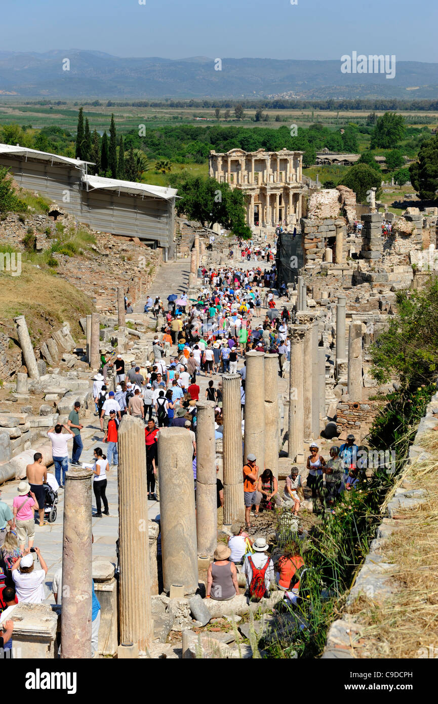 Crowd on Curetes Street Ancient Ephesus Turkey Kusadasi Aegean ...