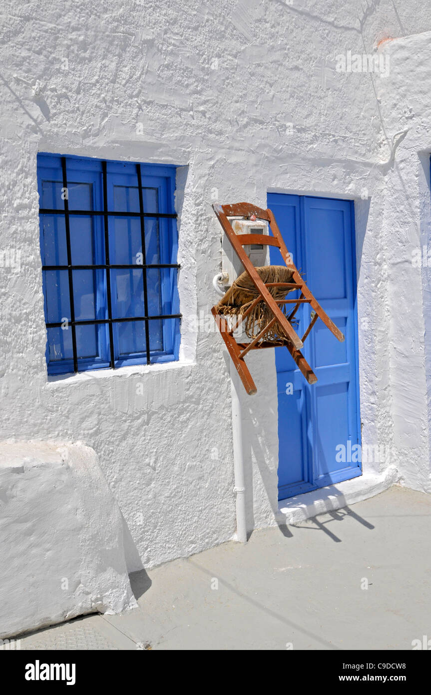 Whitewash building with blue Oia Santorini Greece Island Mediterranean ...