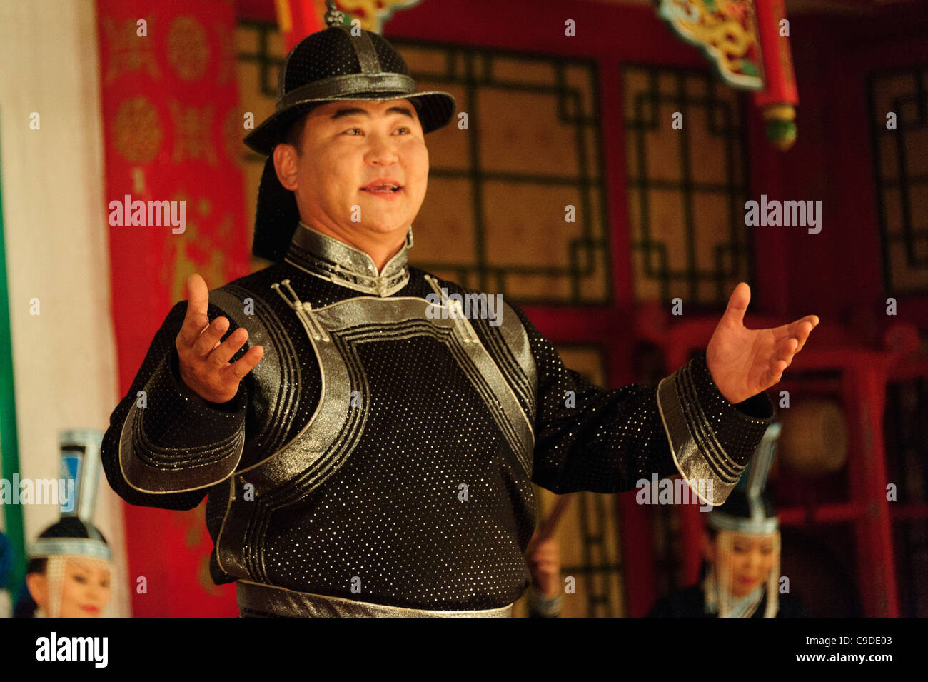 Khoomi singer of Tumen Ekh ensemble performs traditional mongolian song ...