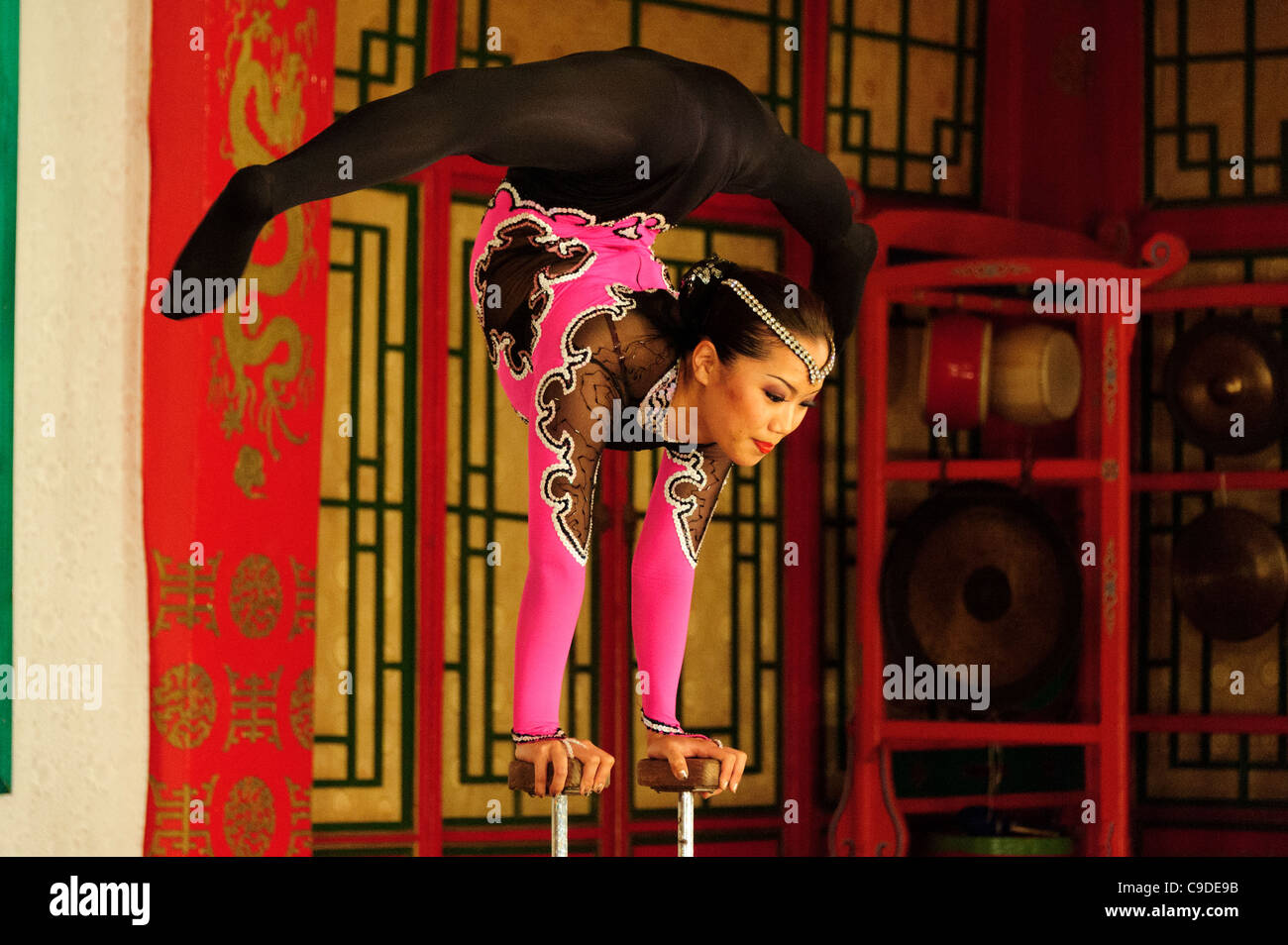 Contortionist dancer of Tumen Ekh mongolian ensemble performs in Ulan ...
