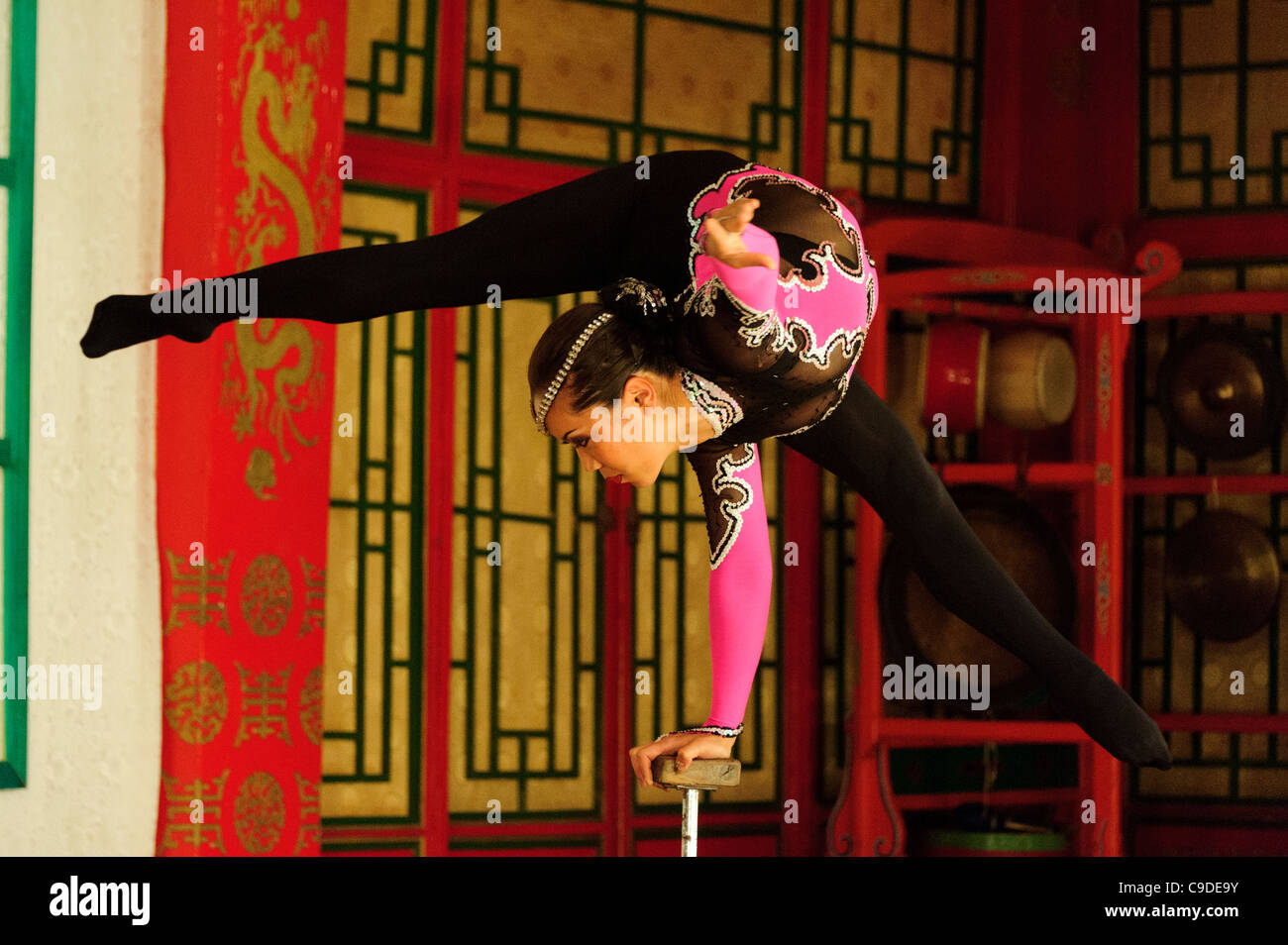 Contortionist dancer of Tumen Ekh mongolian ensemble performs in Ulan ...
