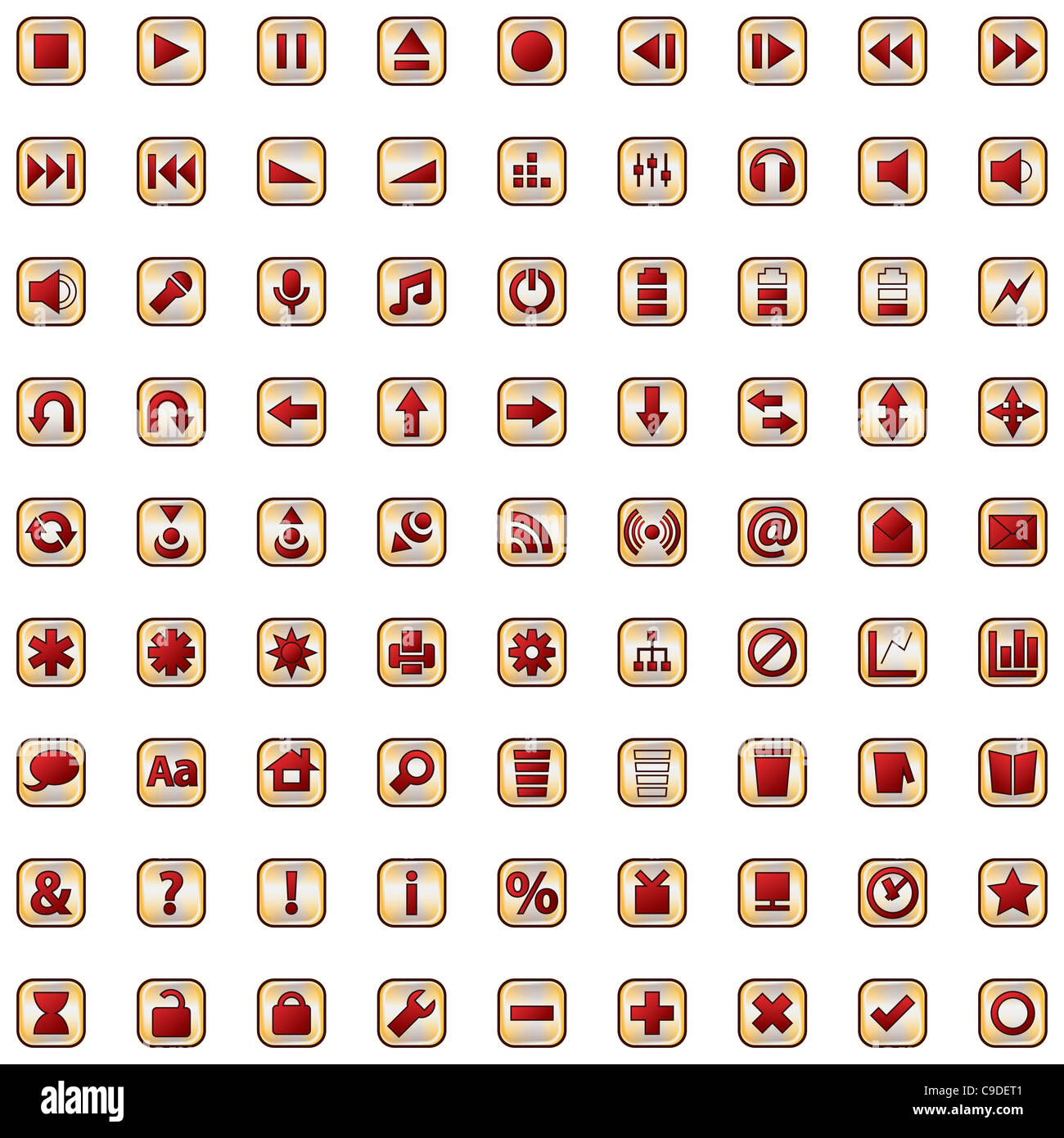 Internet and website red icons set isolated on white Stock Photo - Alamy