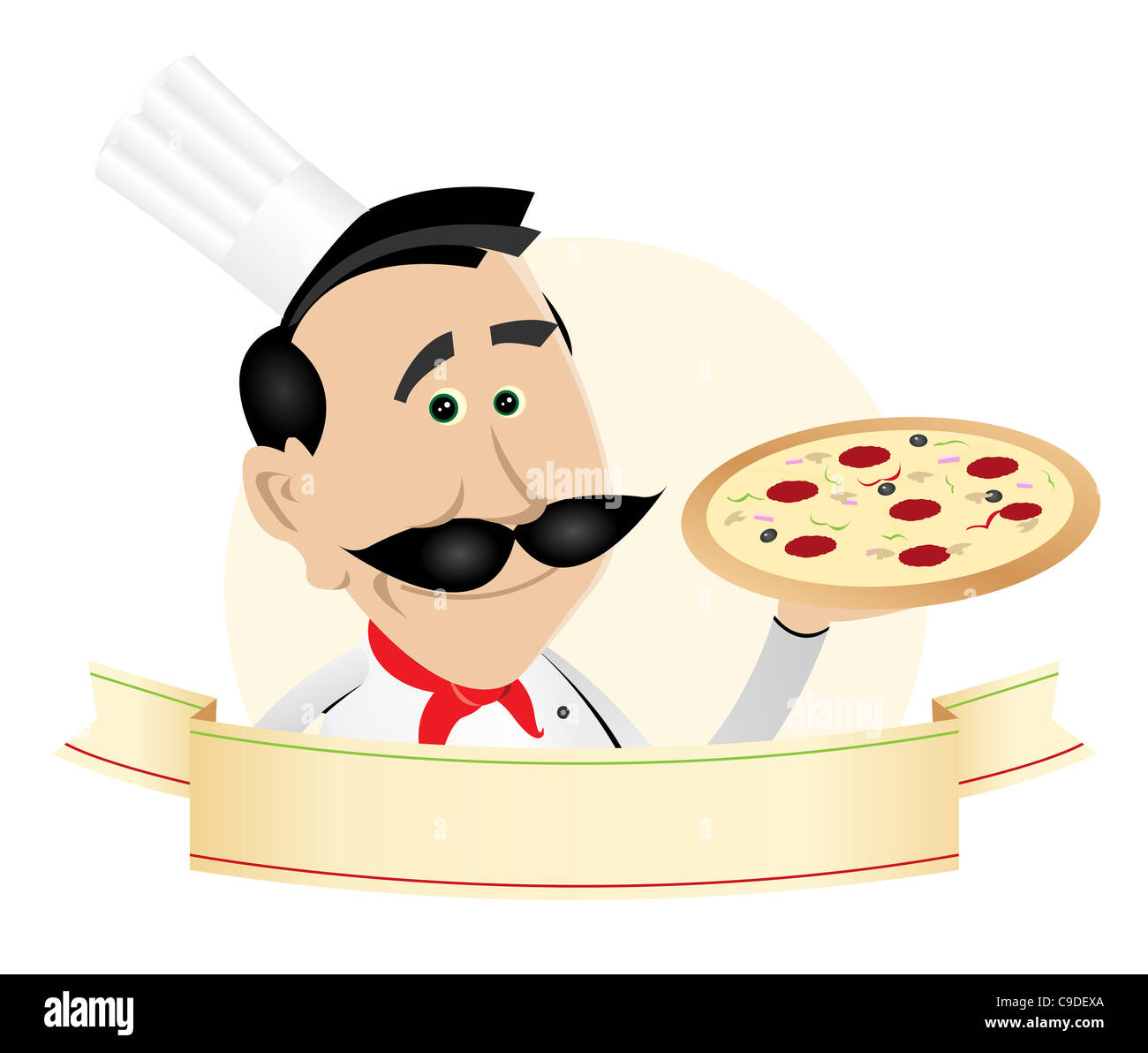 Illustration of a chef pizza cook banner Stock Photo - Alamy