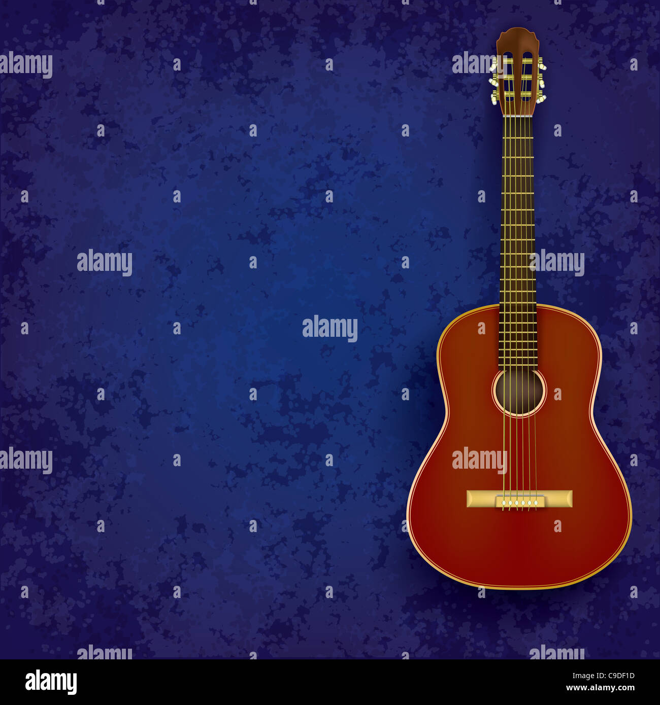 acoustic guitar on abstract grunge blue background Stock Photo - Alamy