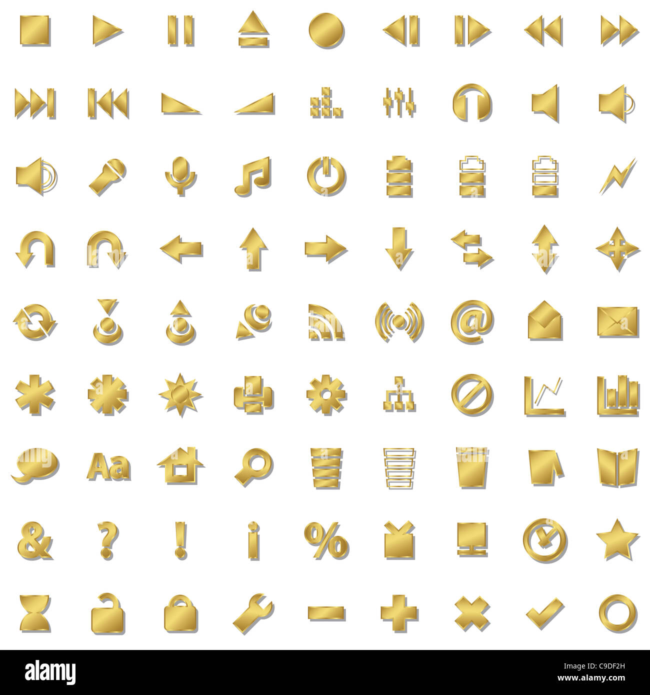 gold icons set isolated on white background Stock Photo - Alamy