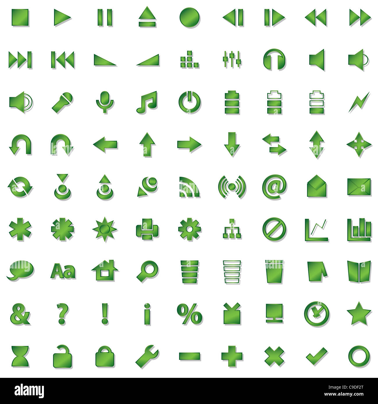 green icons set isolated on white background Stock Photo - Alamy