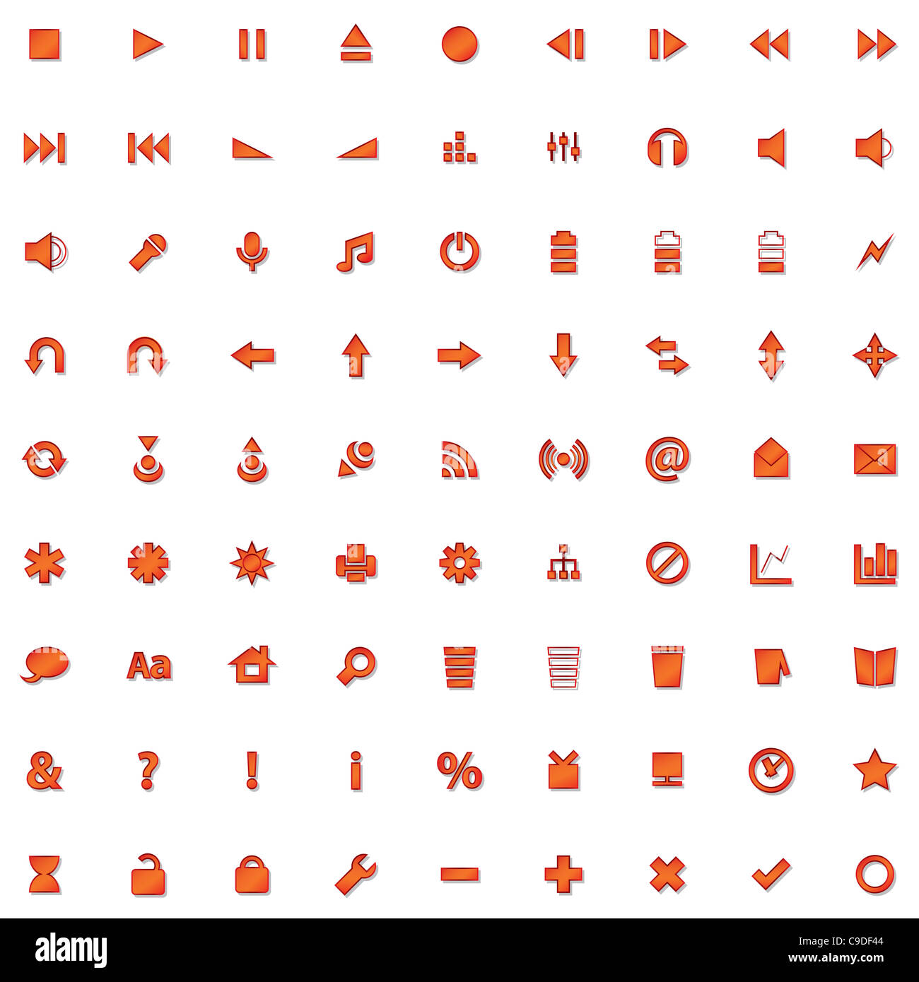 Internet and website red icon set isolated on white Stock Photo - Alamy