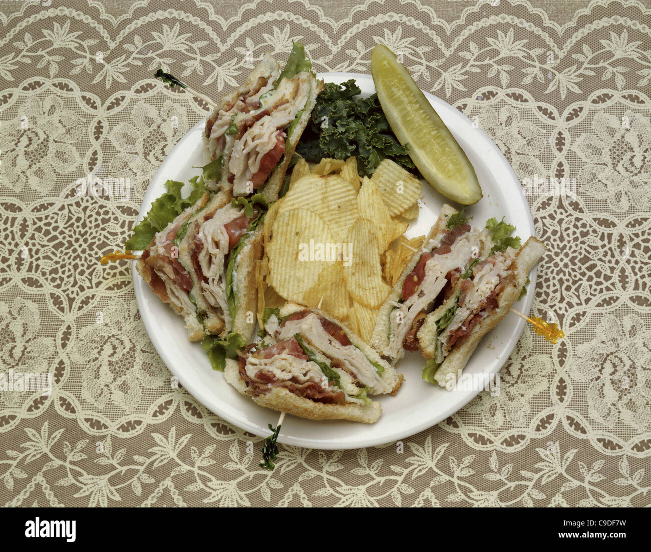 Club sandwich served on a plate Stock Photo - Alamy