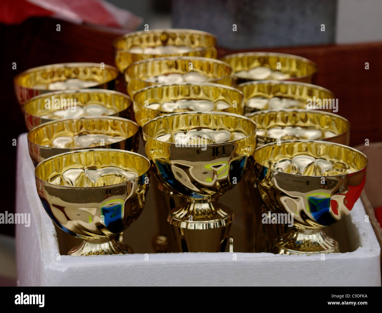 Box full of trophies, UK Stock Photo - Alamy